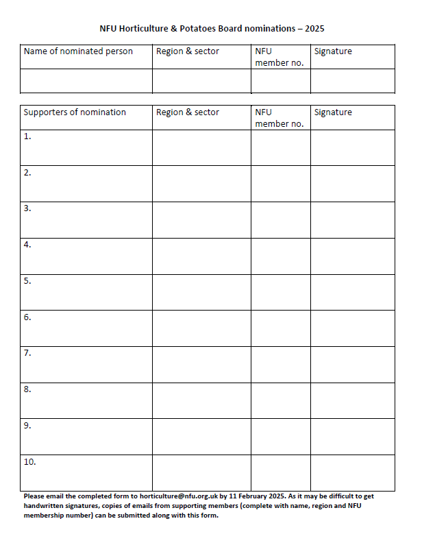 Apply to be on the NFU's Horticulture and Potatoes Board – NFUonline